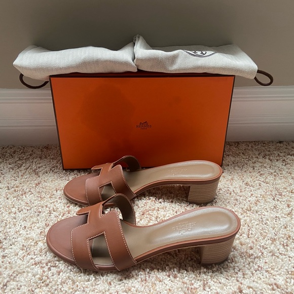 Hermes | Shoes | Hermes Brown Leather Oasis Sandal Worn One Inside House | Poshmark